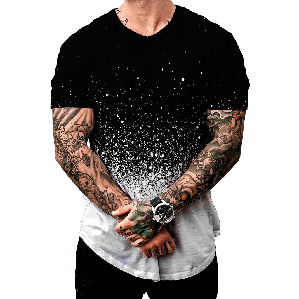 Camiseta camisa Long line Oversid Masculina Overside Preta Degrade ...
