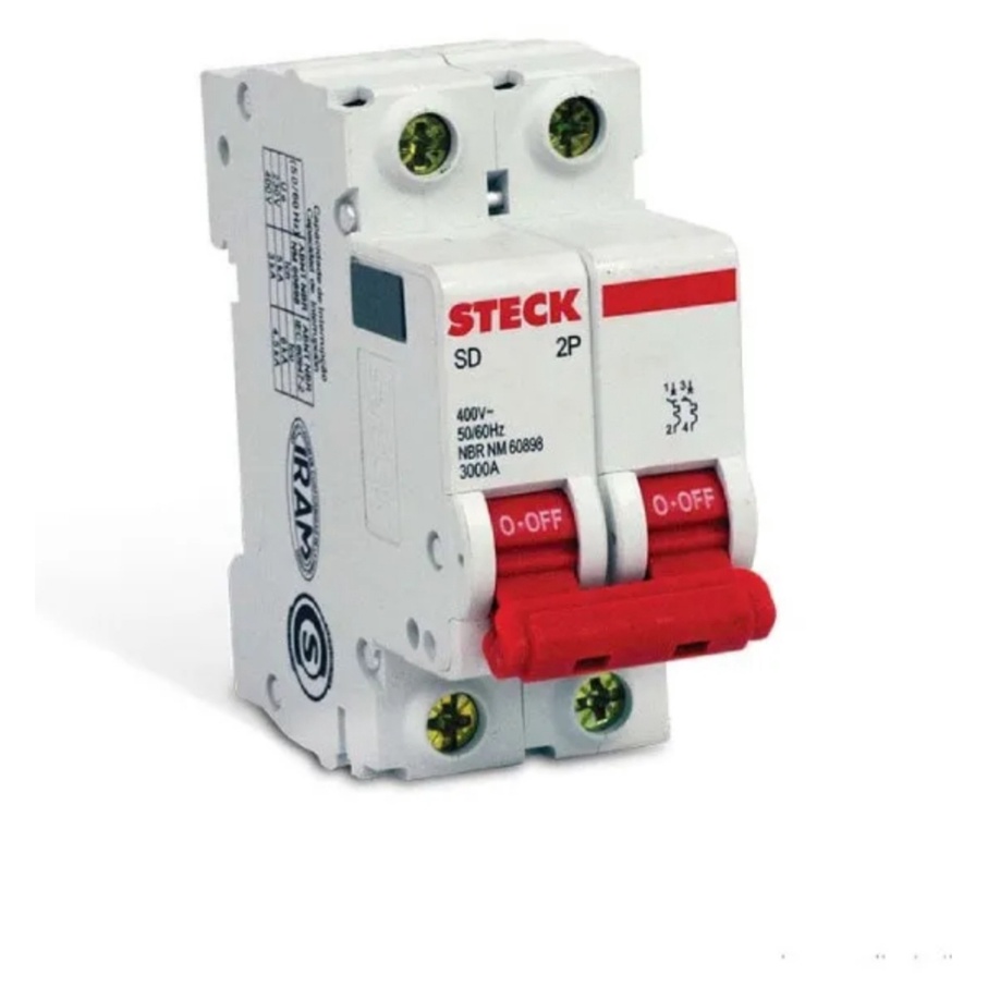 Disjuntor Bipolar Din STECK 02A/04A/06A/10A/16A/20A/25A/32A/40A/50A/63A/70A/80A/100A Curva C ...