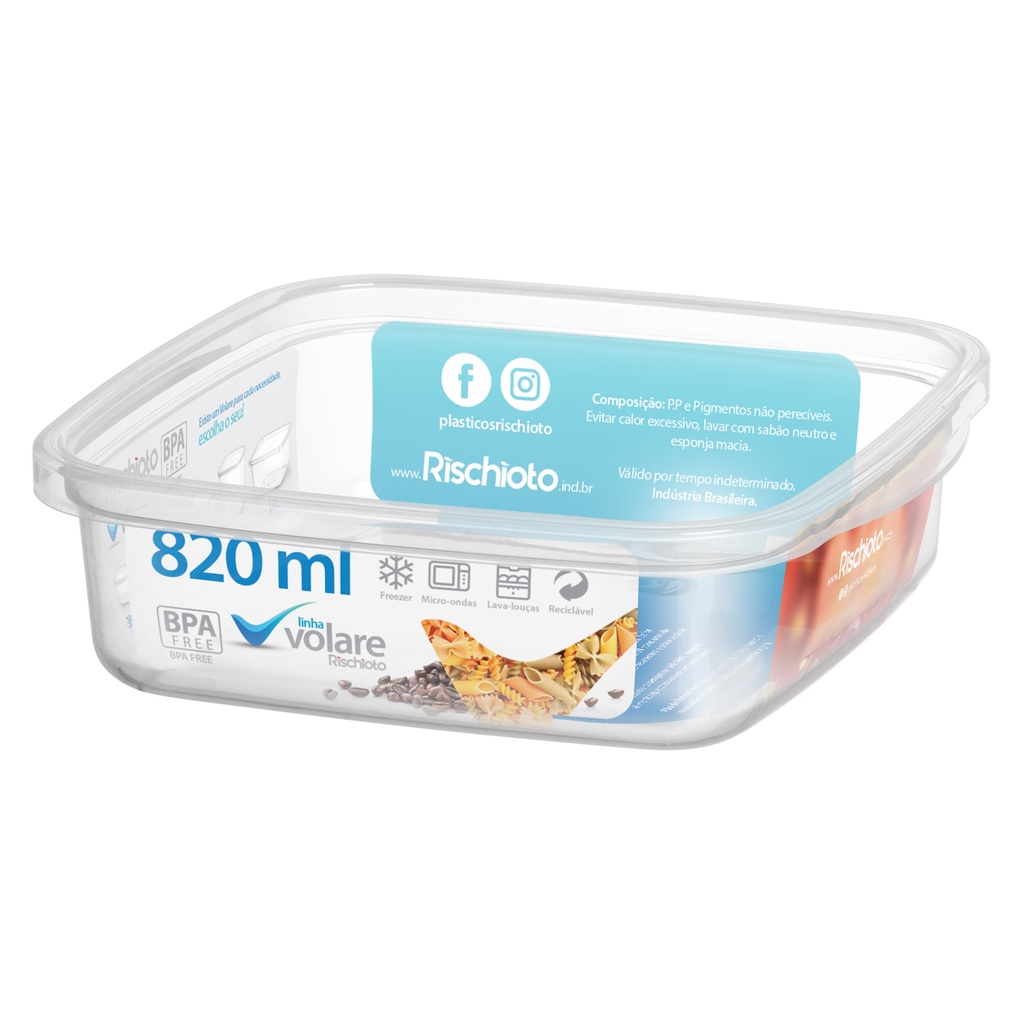 Pote Quadrado Volare 820ml | Shopee Brasil