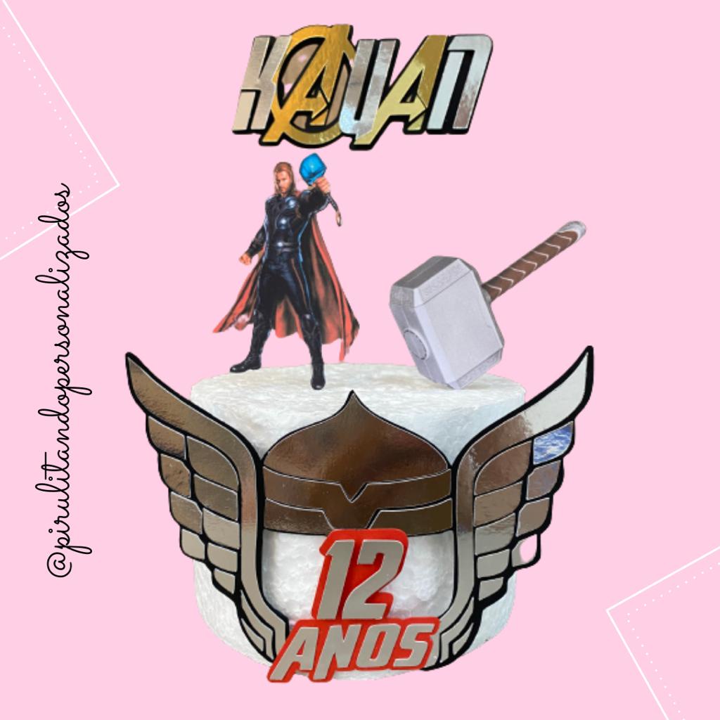 Topo de Bolo Thor Vingadores topper festa aniversario avengers | Shopee ...