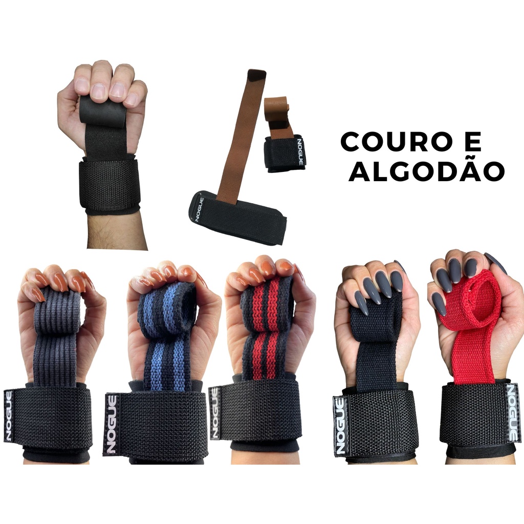 Strap Fita de couro com munhequeira Para Musculação Halter Crossfit ...