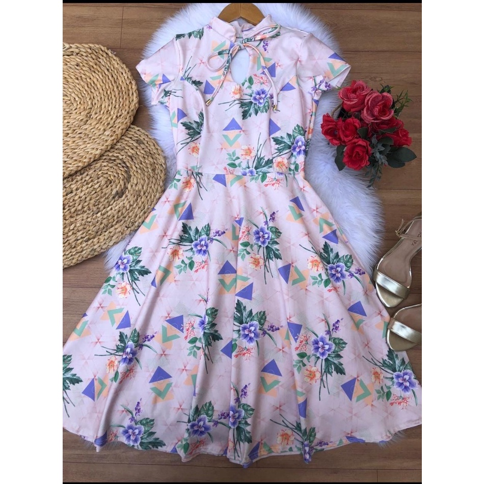 Vestido Boneca Princesa - Gola Chinesa - Manguinha Curta - Moda ...