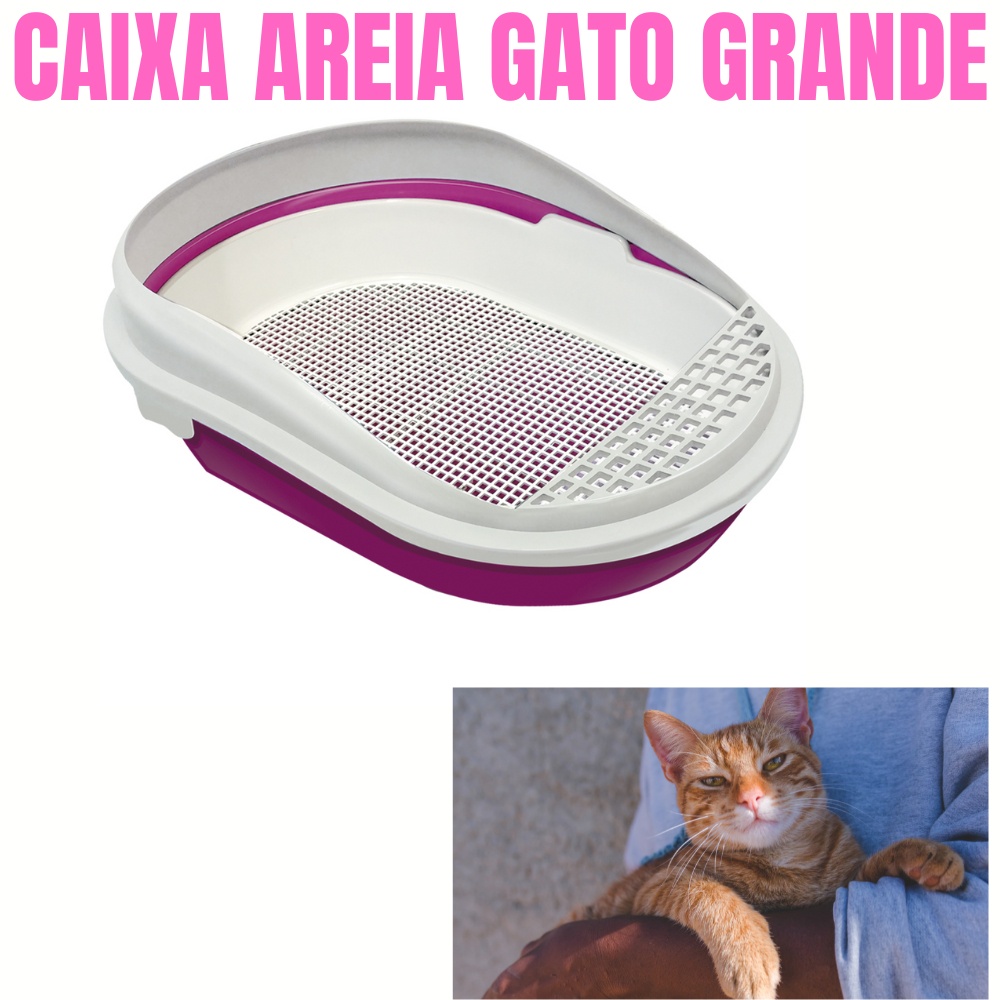 Caixa Areia Gato Grande Com Grade Furba Rosa | Shopee Brasil