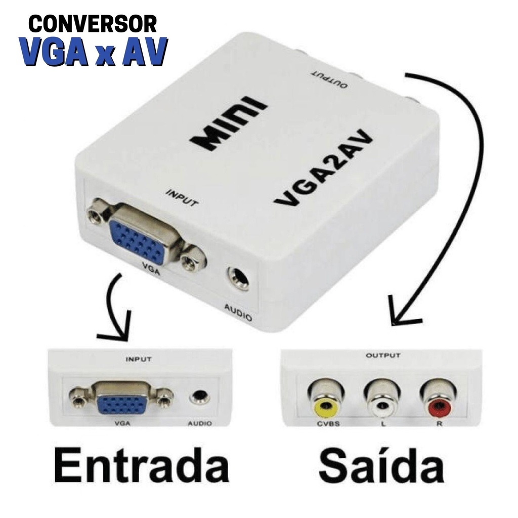 Conversor VGA para AV KP-AD114 Knup | Shopee Brasil