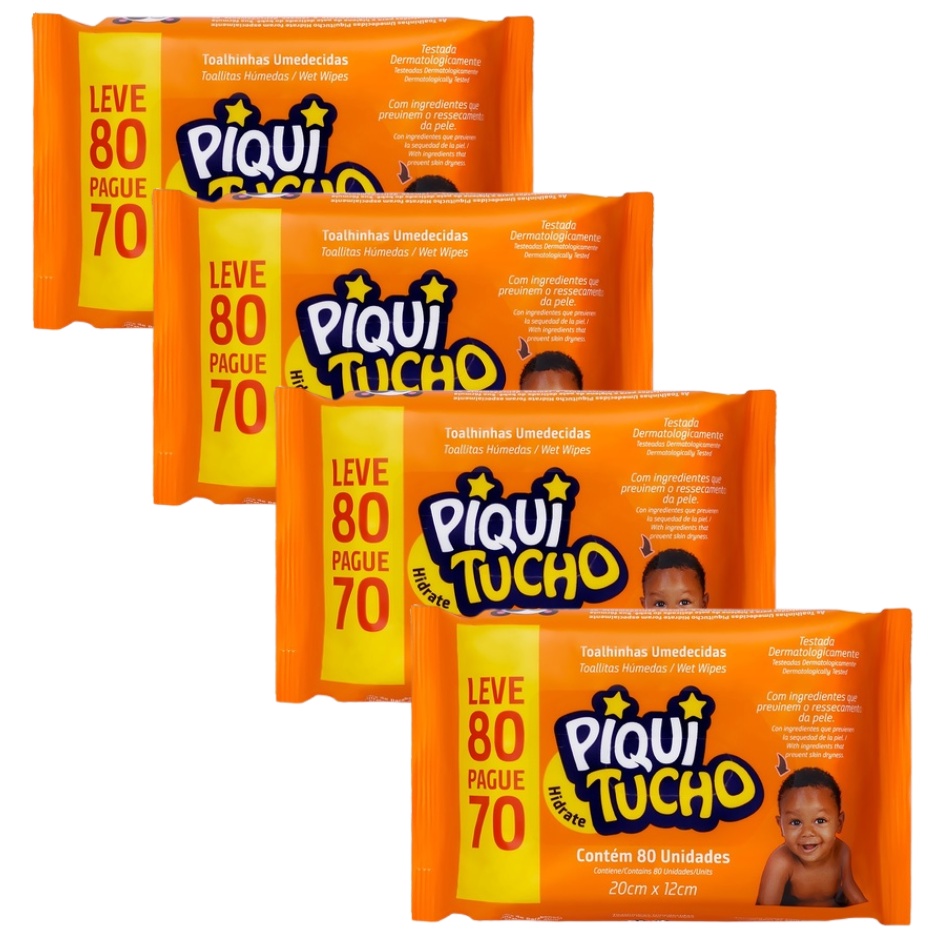 Toalhas Umedecidas PiquiTucho 4 Pacotes de 80 folhas 20x12cm | Shopee ...