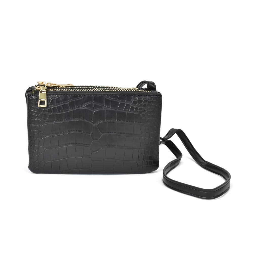 Bolsa Feminina Tiracolo PU Croco 3 em 1 Preto | Shopee Brasil