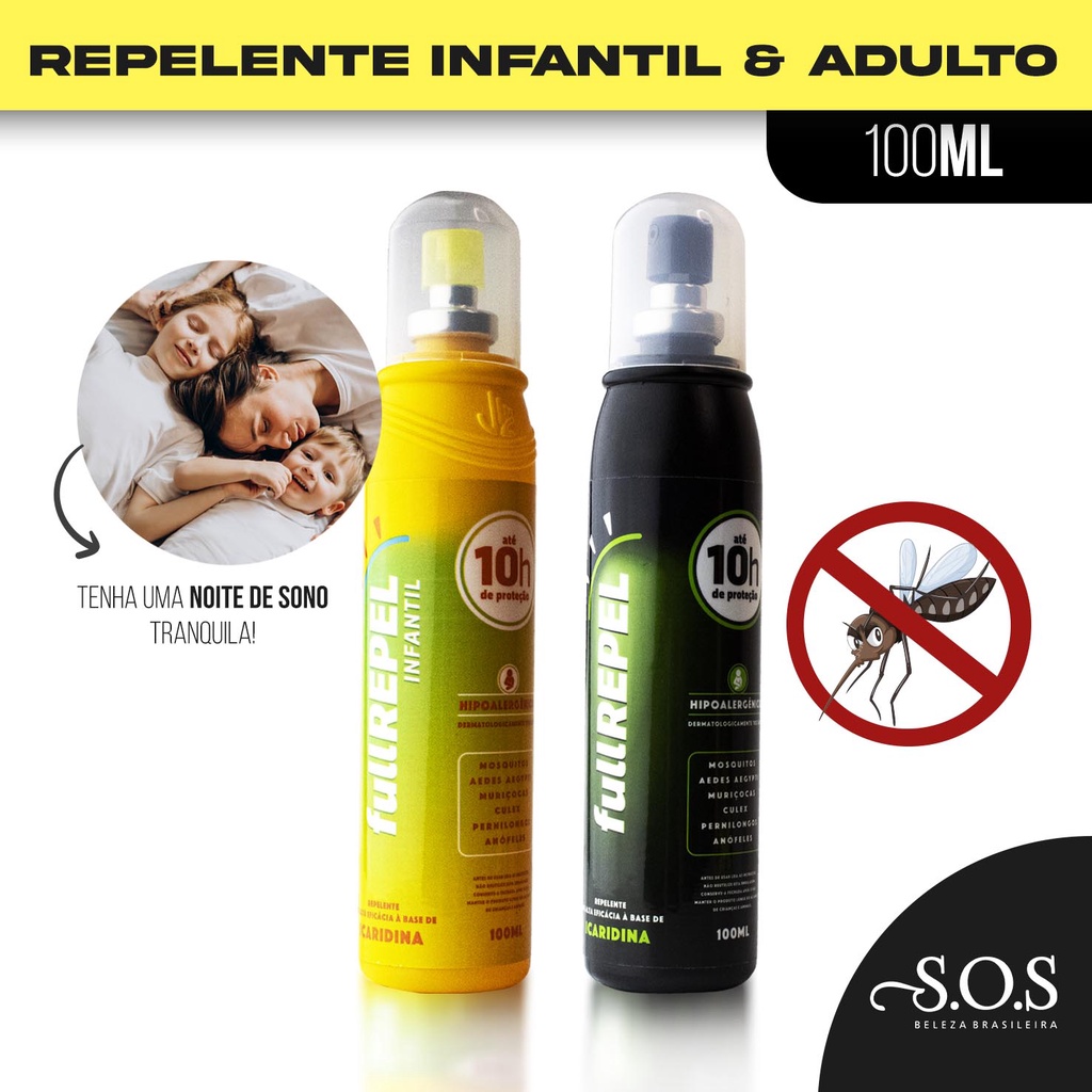 Repelente Spray de Insetos Fullrepel 10 horas Adulto ou Infantil - Com ...