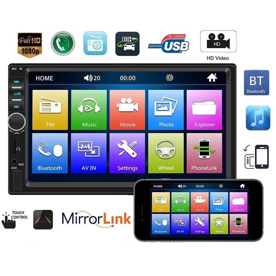 Multimídia Automotivo MP5 Com tela de 7 Polegadas Touch Screen Bluetooth USB 7018b | Shopee Brasil
