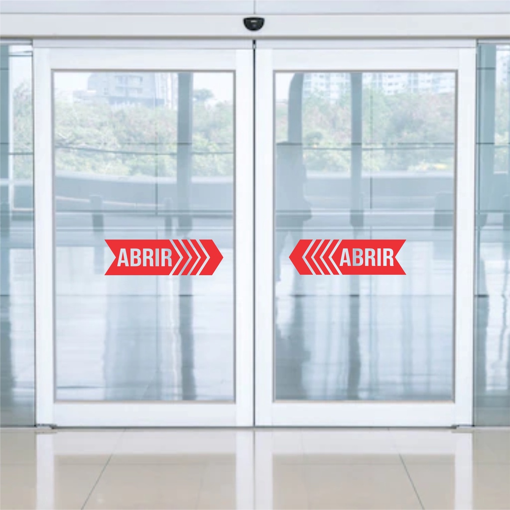 Adesivo Seta Segurança Cuidado Porta Vidro Deslizante Abrir 40x12cm ...
