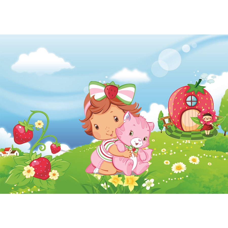 Painel em lona tema Moranguinho baby cute | Shopee Brasil