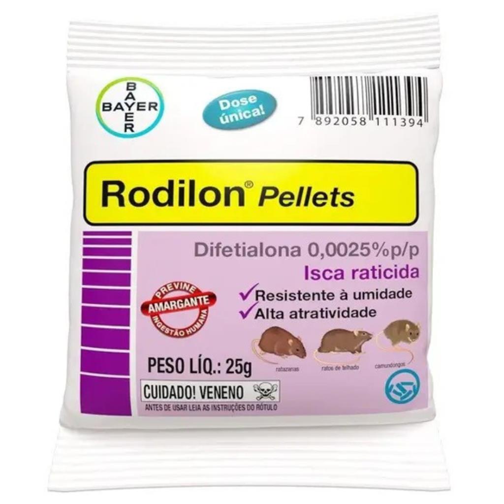 Rodilon Pellets Isca Ratos Alta Atratividade 25g Bayer | Shopee Brasil