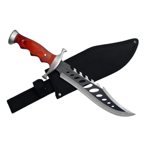 Faca Facão Rambo Militar Tático Artesanal Serrilhado Aço 440 | Shopee ...