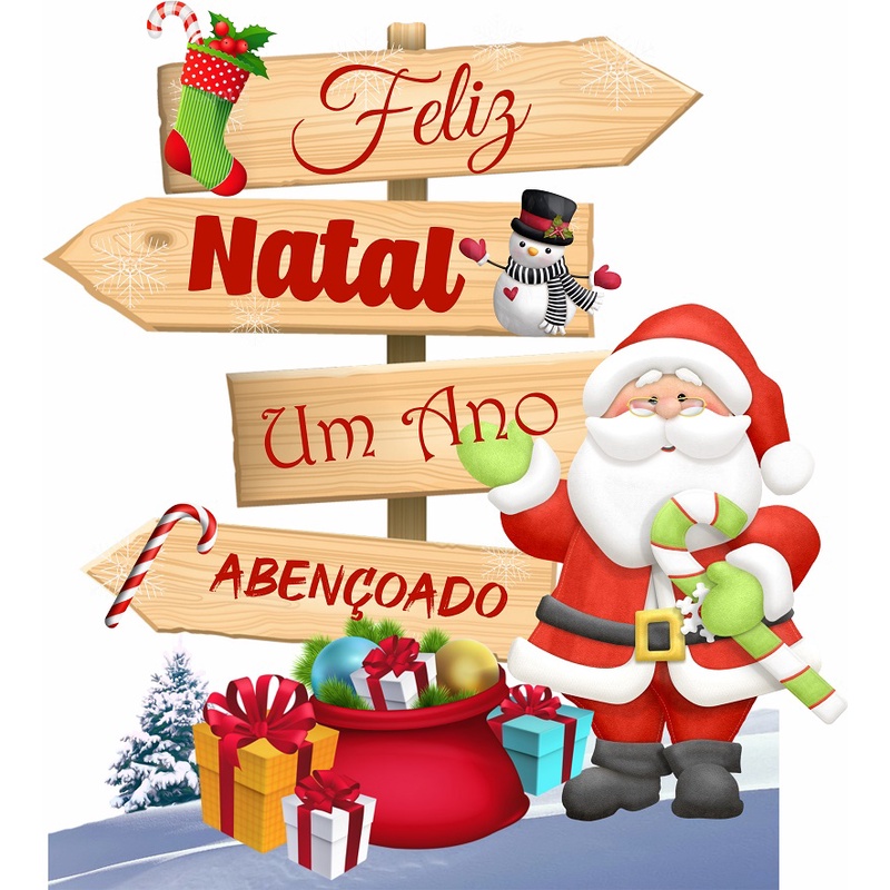 Placa setas Papai noel feliz natal MDF 65cm | Shopee Brasil