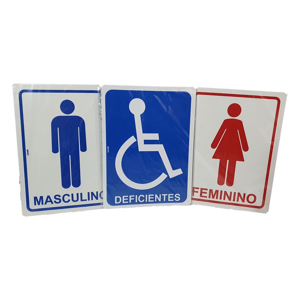 Placa de Banheiro Kit Masculino Feminino e Deficiente PCD | Shopee Brasil