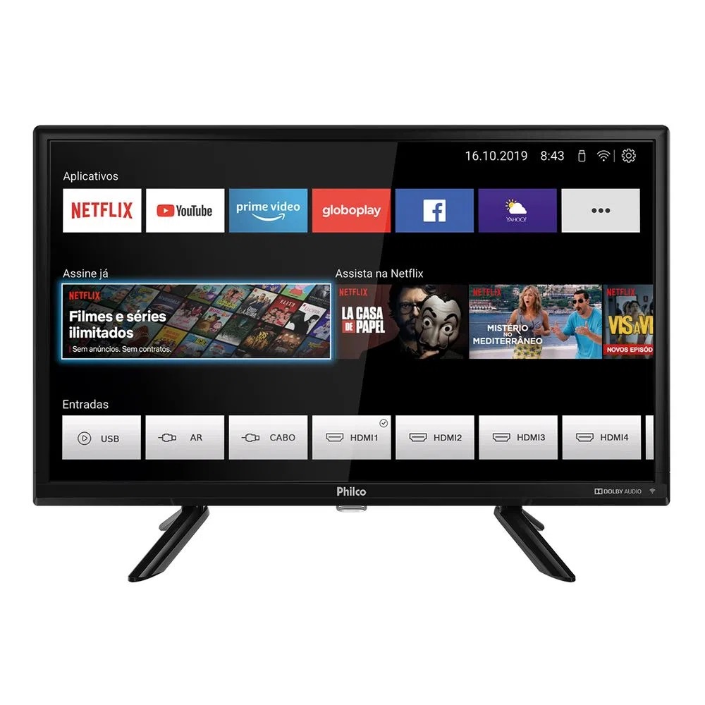 Smart TV Philco PTV24G50SN 24 Polegadas D-Led Midiacast Preta Bivolt | Shopee Brasil