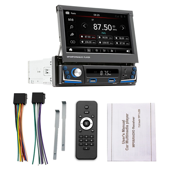 Central Multimídia MP5 1Din Tela de 7 Pols Retrátil Bluetooth USB Controle | Shopee Brasil