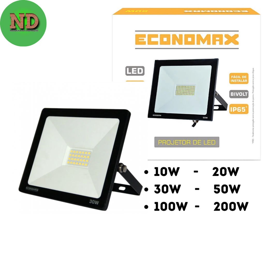 Projetor Refletor de LED Economico Luz Branca 6500k Economax | Shopee ...