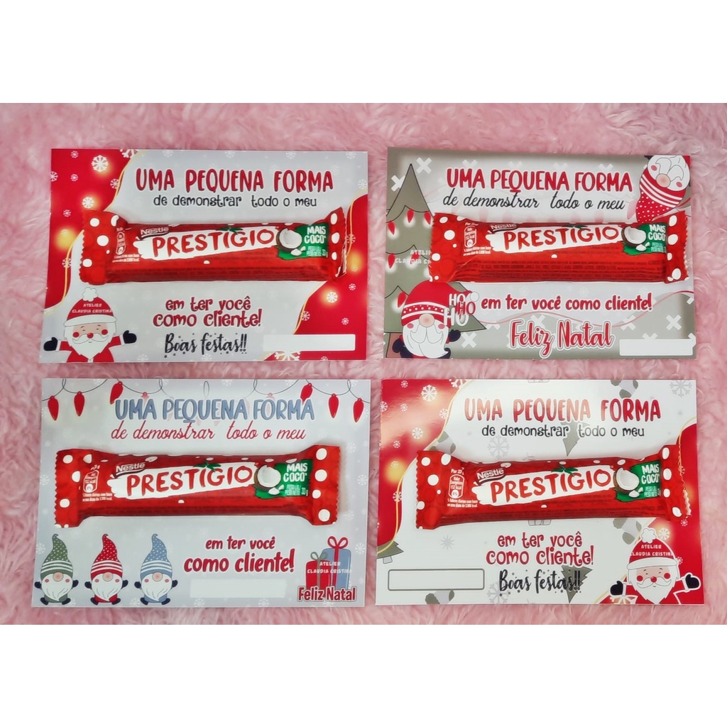 60 unidades de Cartão de NATAL para Chocolate Prestigio CLIENTE / Lindo ...