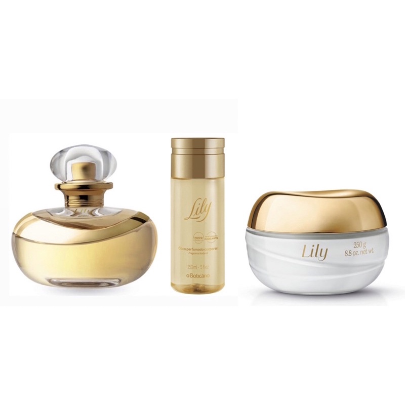 Kit Lily O Boticário Eau de Parfum 75ml + Óleo + Creme Acetinado ...