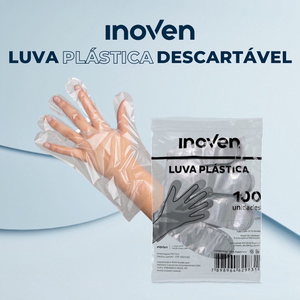 Luva Plastica Descartavel 100 Unidades Inoven | Shopee Brasil
