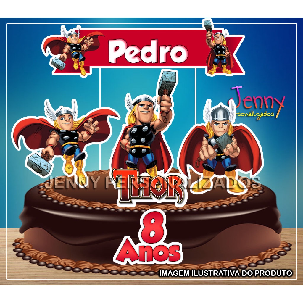 topo topper de bolo personalizado Thor Cute | Shopee Brasil