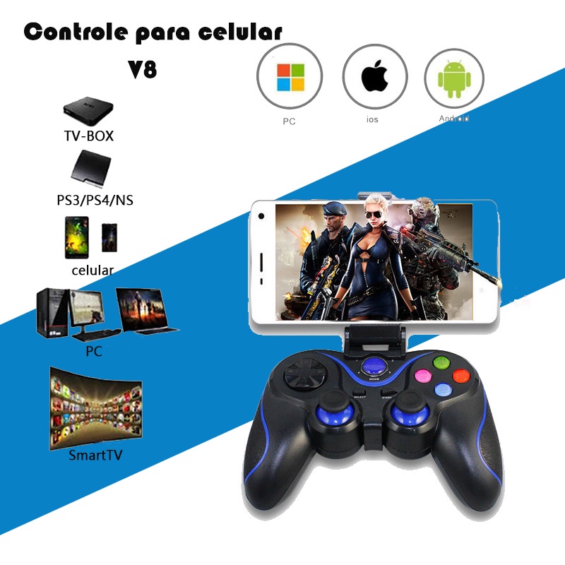 V8 controle de celular sem fio bluetooth gamepad Adequado para ios ...