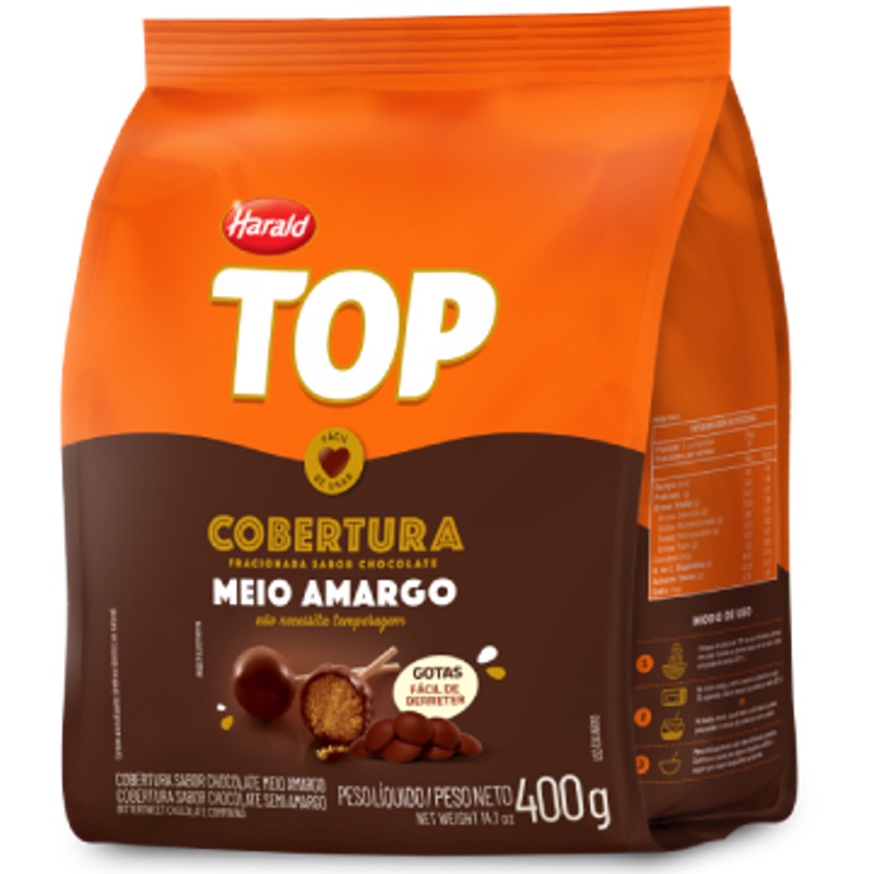 Cobertura De Chocolate Meio Amargo Top Gotas 400g - Harald | Shopee Brasil