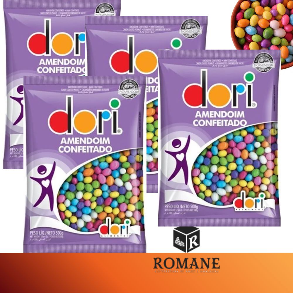 Kit com 4 pacotes de Amendoim Confeitado Chocolate Colorido Dori 500g ... Kit com 4 pacotes de Amendoim Confeitado Chocolate Colorido Dori 500g ...