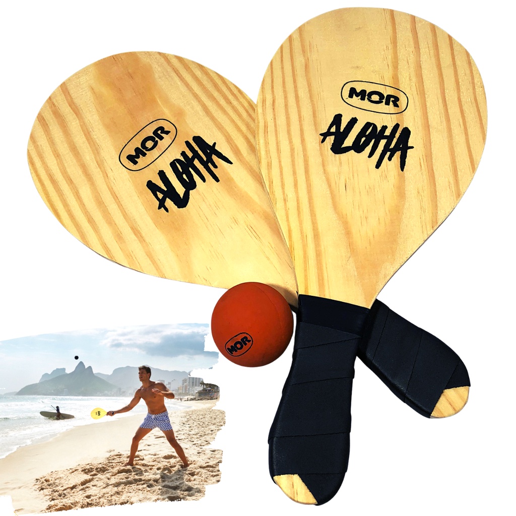 Kit Frescobol Tênis de Praia 2 Raquetes e 1 Bola | Shopee Brasil