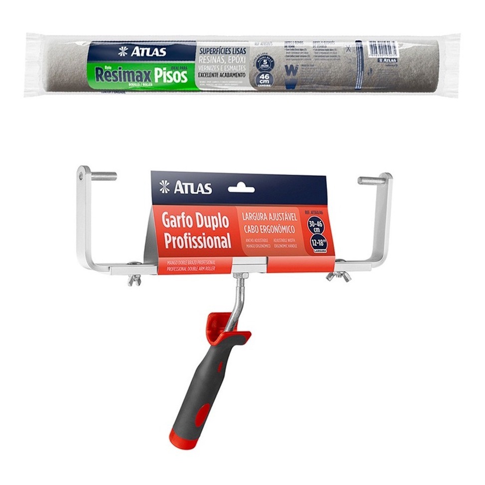 Rolo Resimax para pintura de Pisos grande duplo 46cm + Garfo Duplo 46cm ...