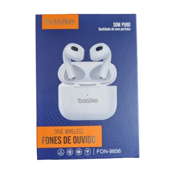 Fone Basike Bluetooth Stereo V5.0 TWS FON - 9856 | Shopee Brasil