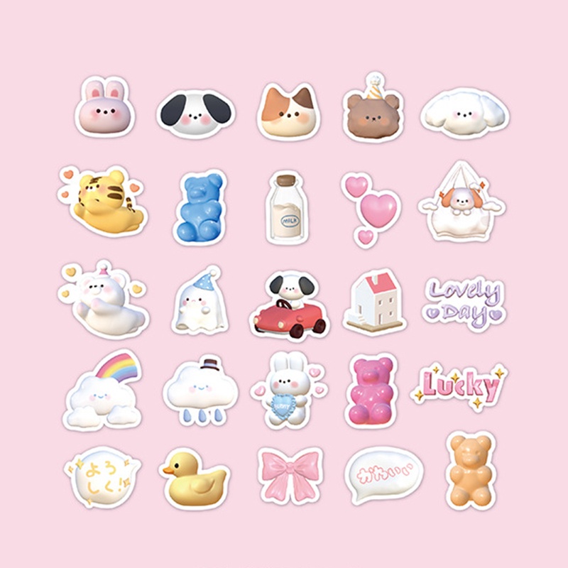 50 Pcs Cute Cartoon Cotton Candy Boxed Stickers De Algodão Fofo ...