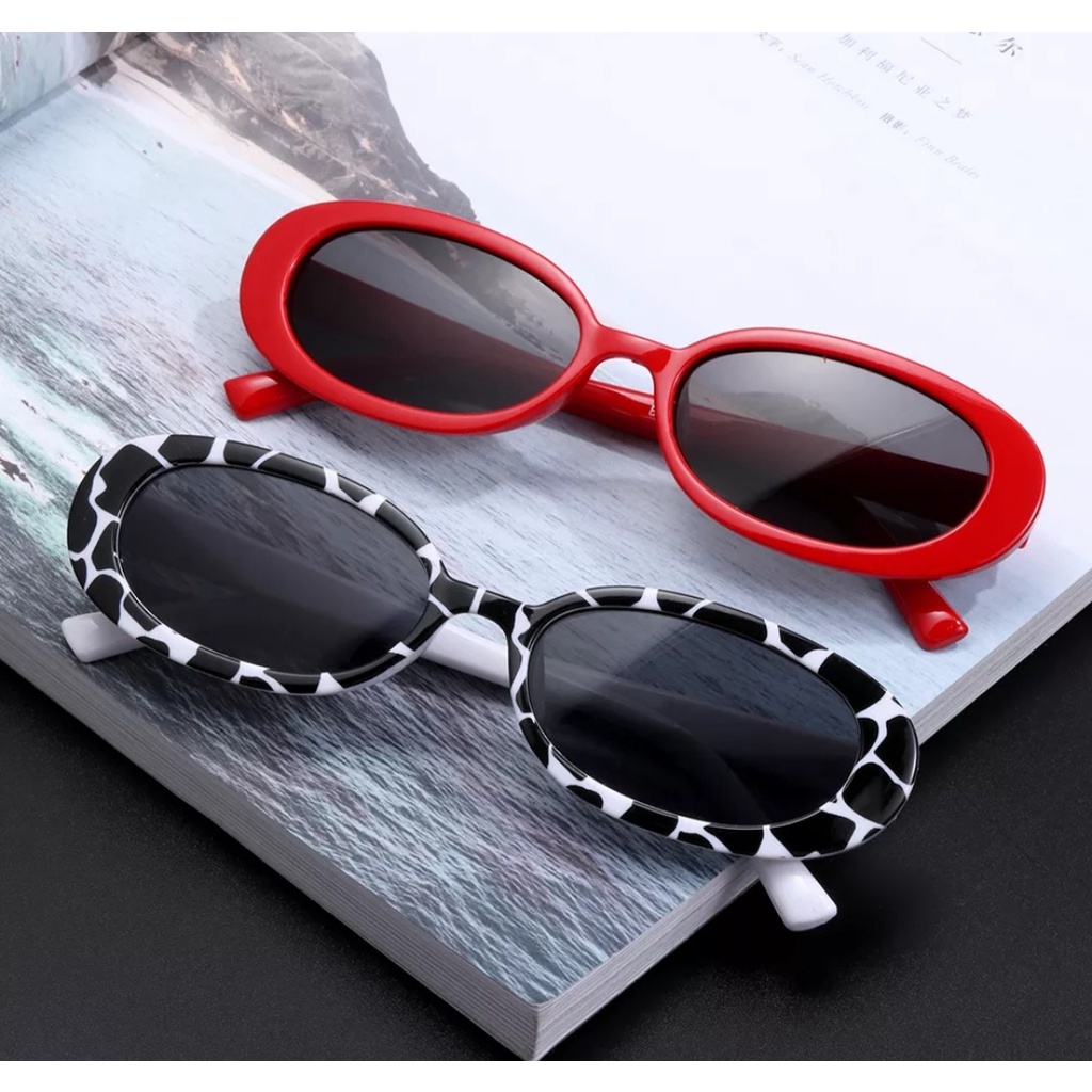 Óculos de Sol Oval Preto e Branco Vaca Zebra Redondo Dalmata Retro ...
