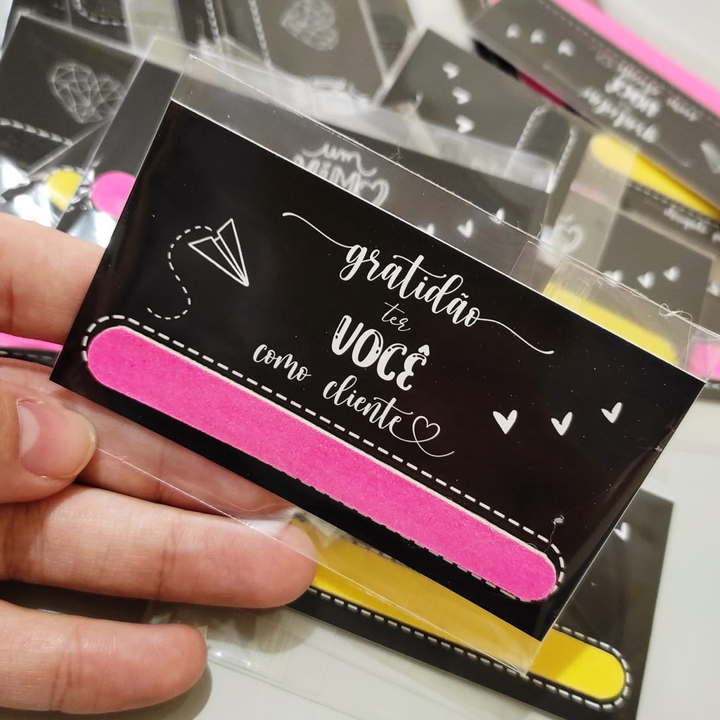 100 ou 50 lembrancinhas para manicure Cartão com mini lixa Dia da ...