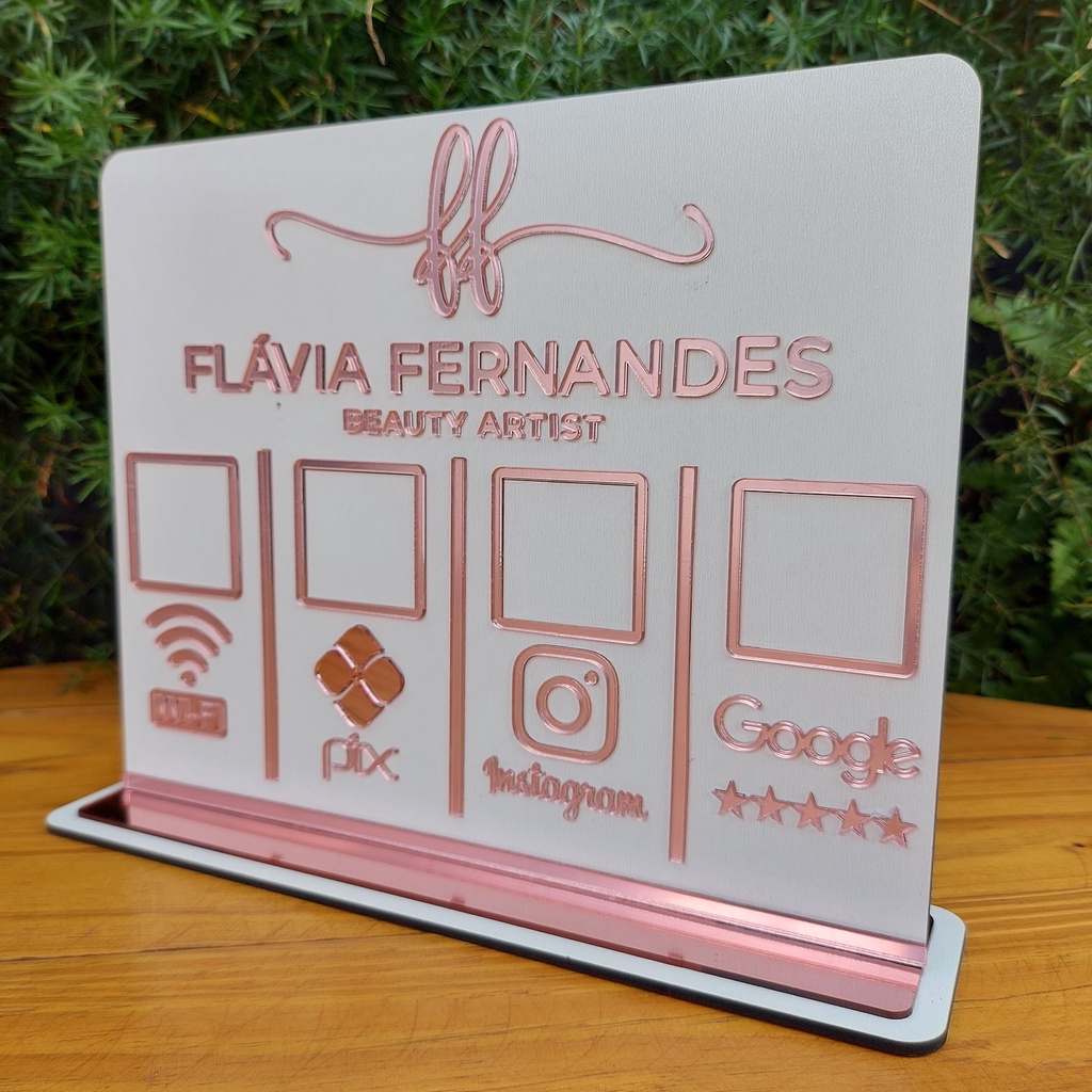 Display / Placa de 4 QR Code Personalizado em Mdf Branco e Acrílico ...