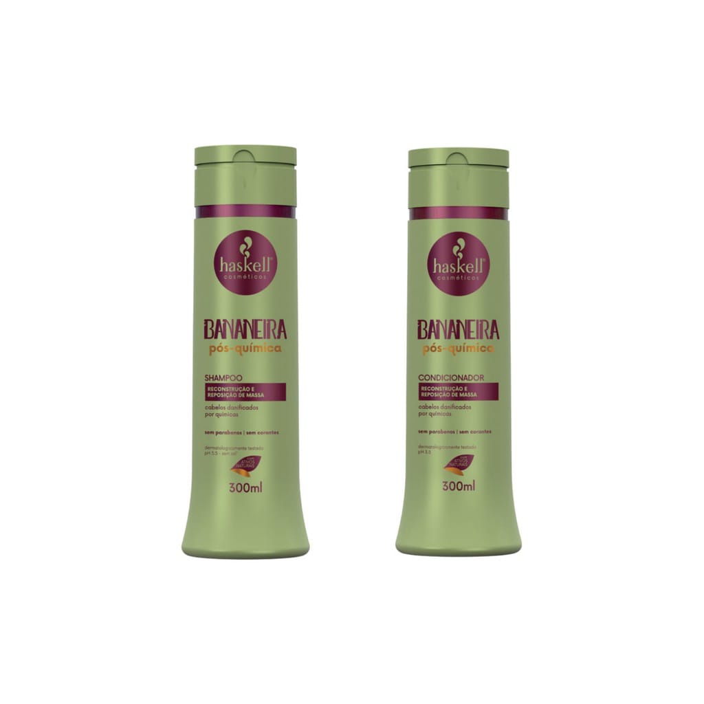 Kit Duo Haskell Bananeira Pós Química Shampoo e Condicionador 300ml | Shopee Brasil