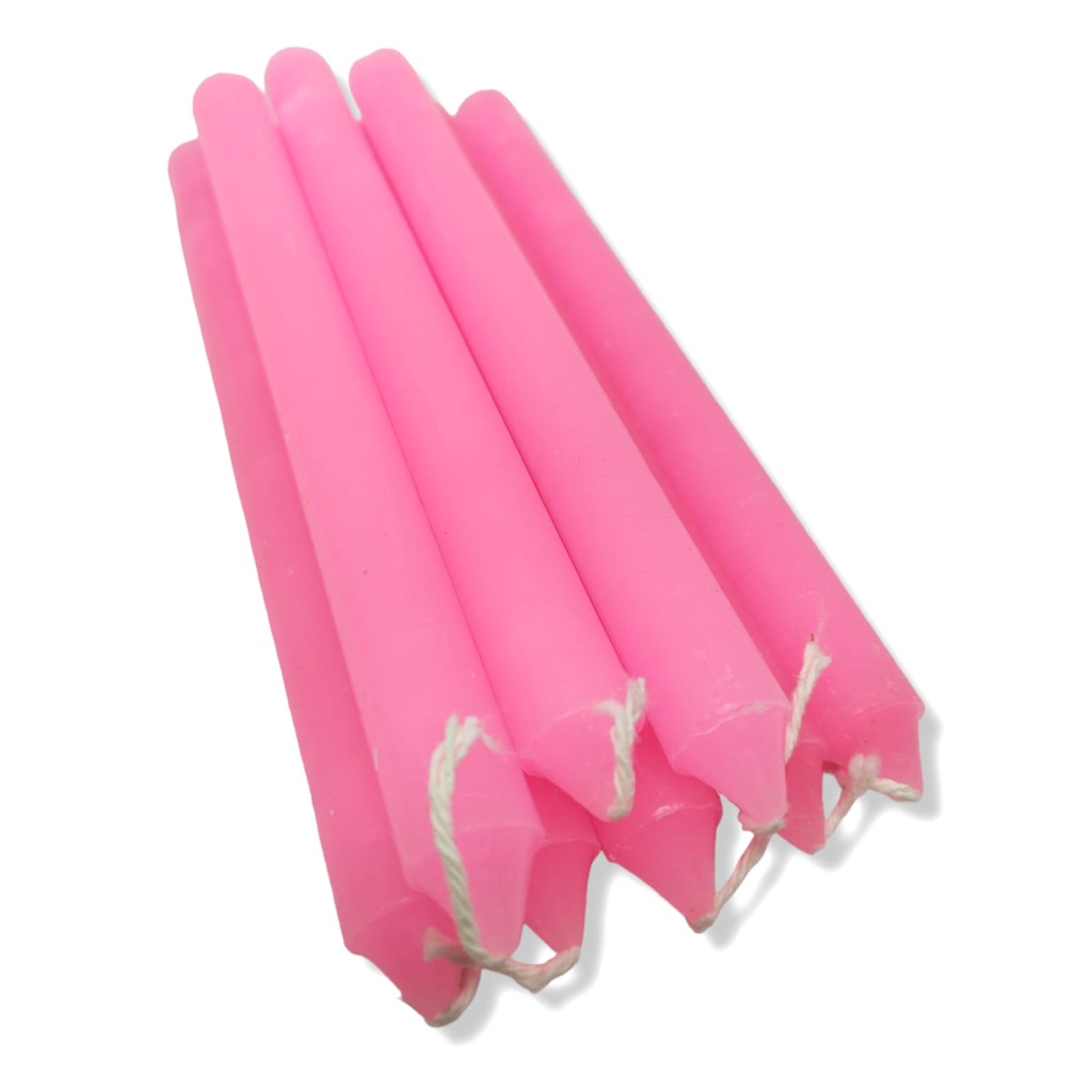 Vela Rosa Palito Comum Kit Com 8 Unidades | Shopee Brasil