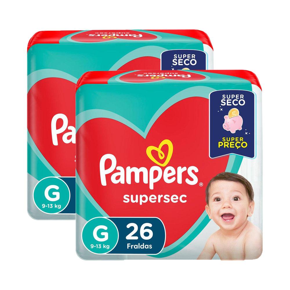 Kit 2 Fraldas Pampers Supersec G 26 Unidades | Shopee Brasil
