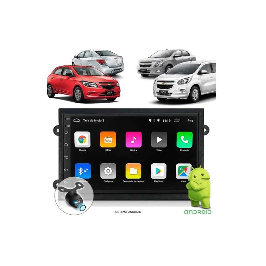Multimídia Android Gps Moldura 7 Camera Onix Prisma Joy | Shopee Brasil
