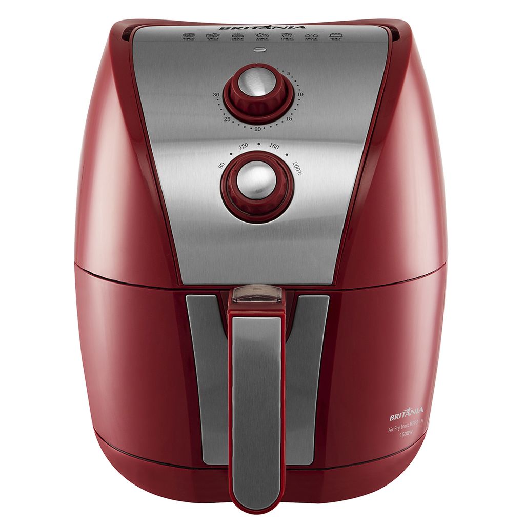 Fritadeira Air Fryer Britânia BRF11VI Inox Vermelha 4,4L 1500W | Shopee ...