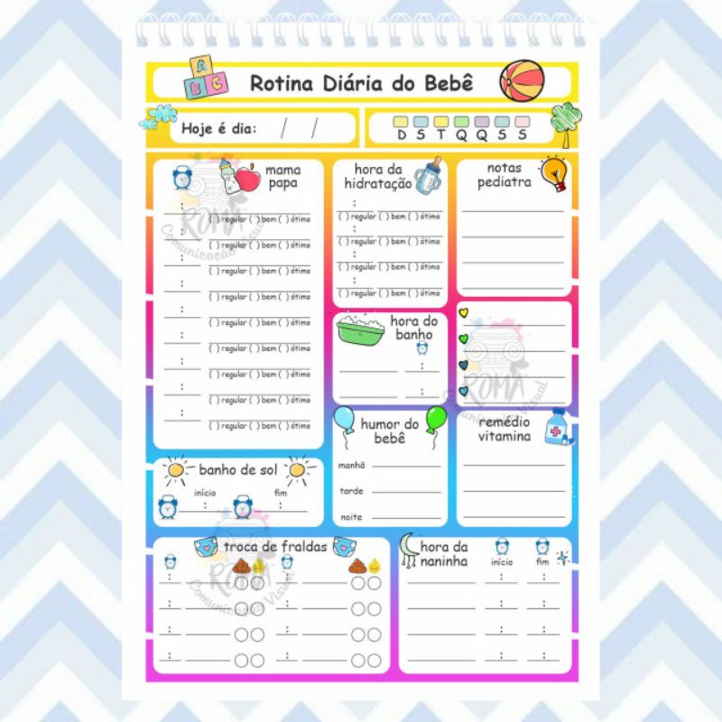 Agenda Rotina do Bebê - Planner do bebê - Personalizamos a Capa com o ...