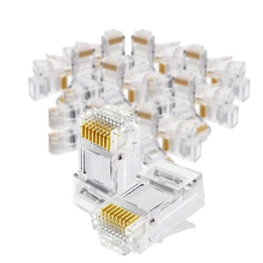 Kit Conector Macho Rj45 Cat5e 100 Unidades | Shopee Brasil