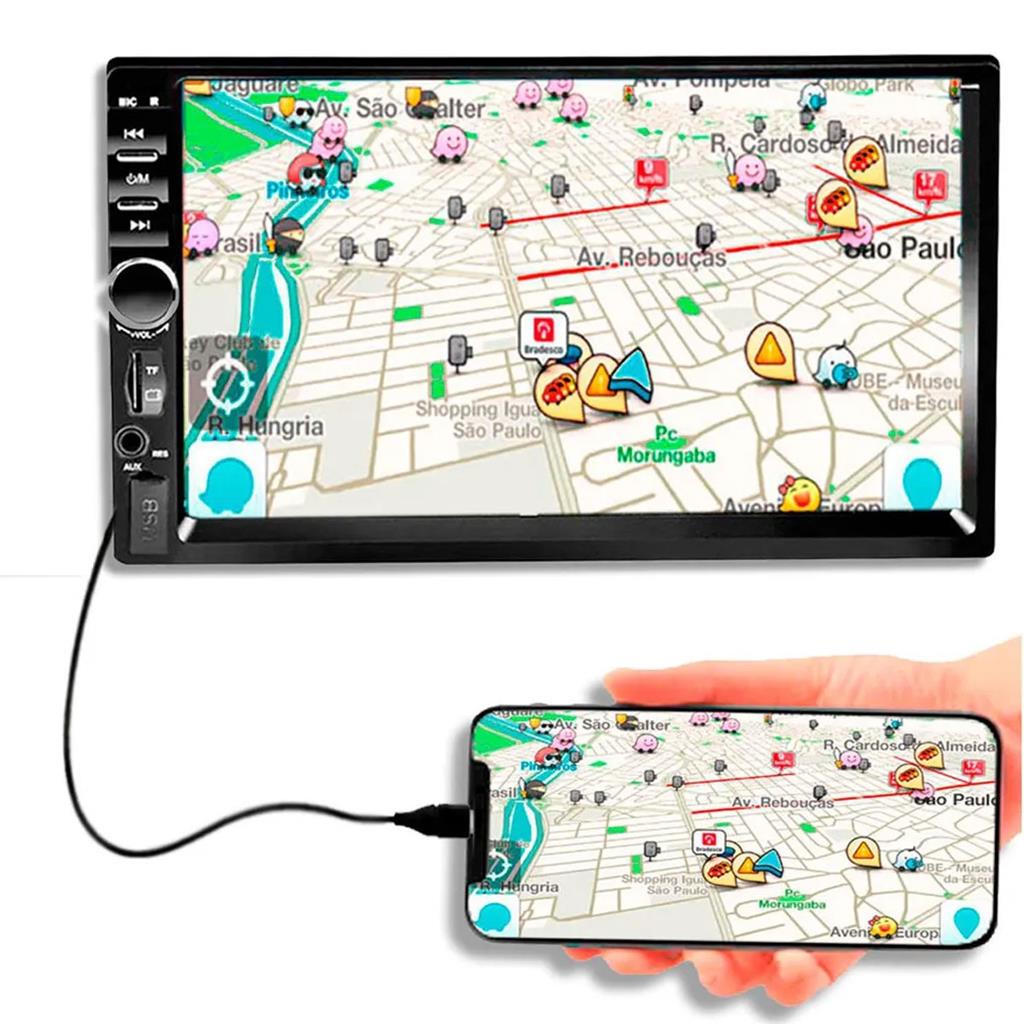 Central Multimidia 2 Din Universal Lcd 7 polegadas' Bluetooth Usb Sd Espelhamento | Shopee Brasil