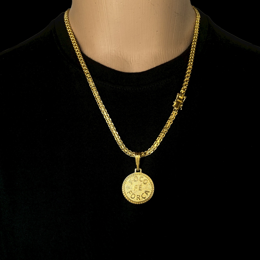 Cordão Cadeado Duplo 7mm FOCO FÉ FORÇA Com 70 Centímetros Liga de Metal ...