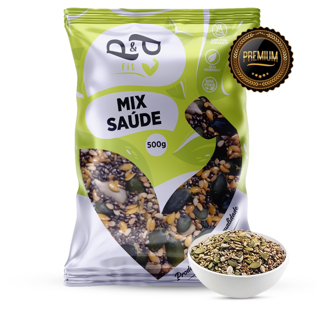 Mix de Sementes Chia Girassol Abobora Linhaça Marrom e Dourada Quinoa ...
