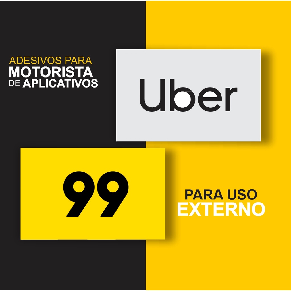 Kit 2 Adesivos de identificação para Motorista de aplicativo Uber e 99 ...