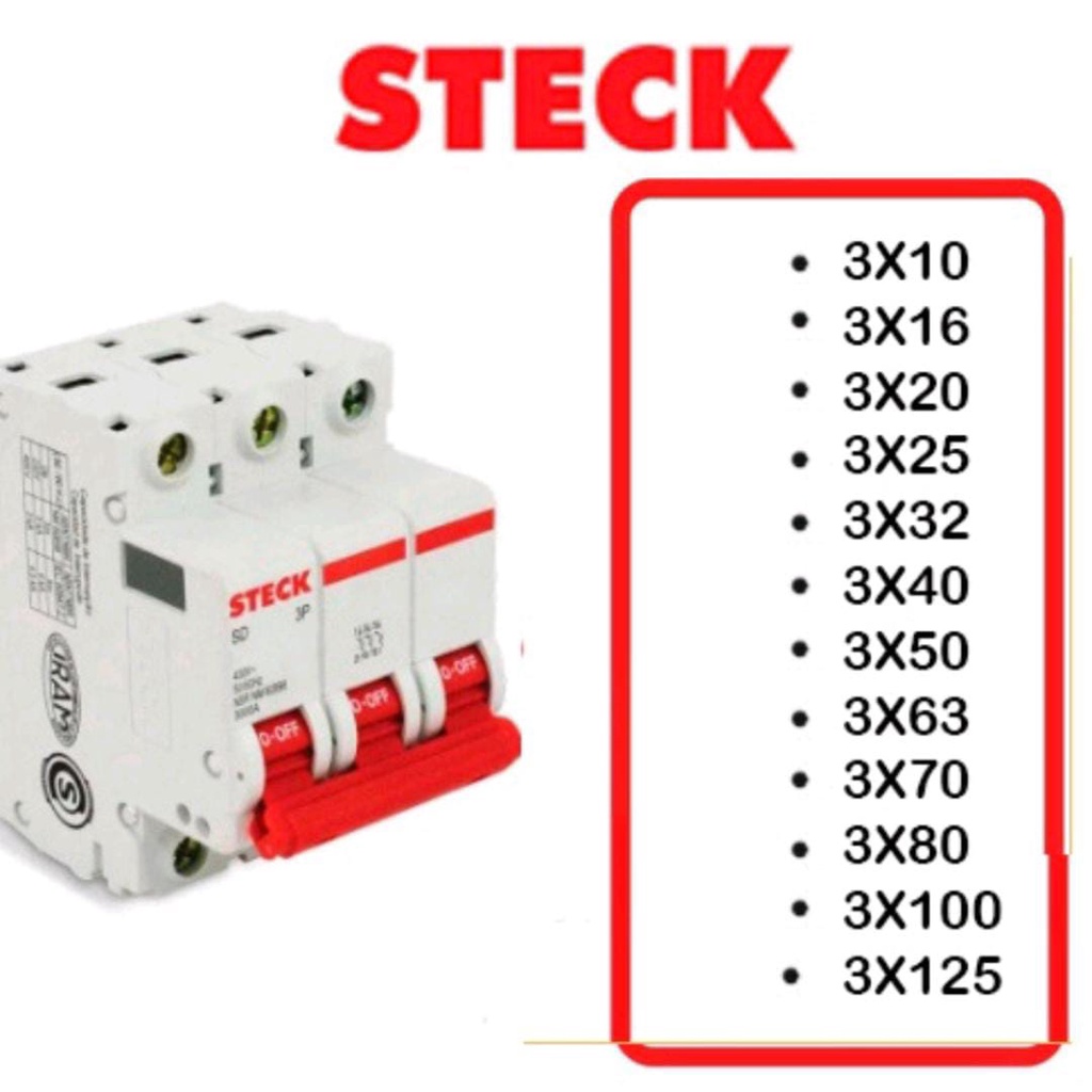 Disjuntor Tripolar Curva C Trifásico Steck | Shopee Brasil