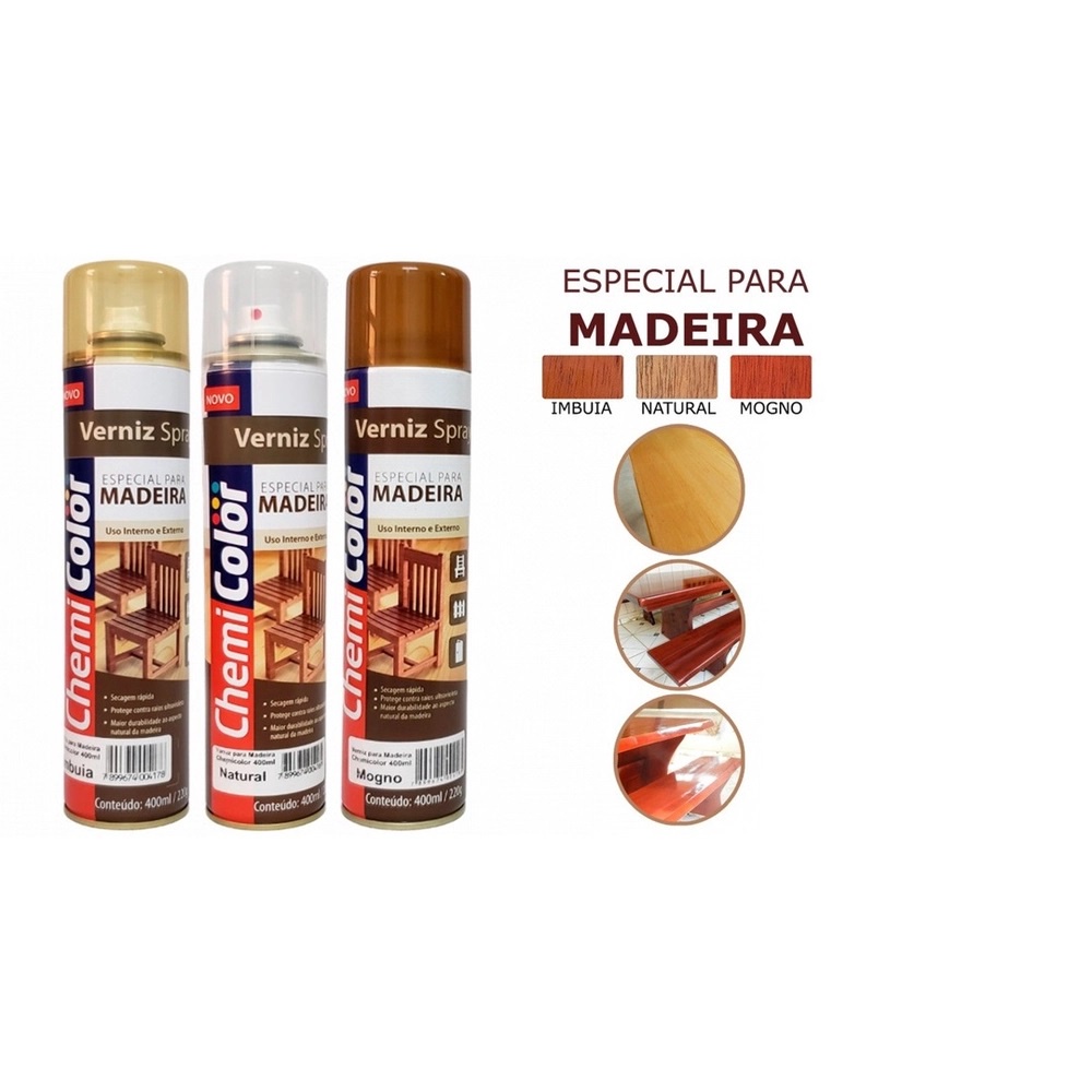 Verniz Spray Especial para Madeira Natural/ Imbuia/ Mogno - Chemicolor ... Verniz Spray Especial para Madeira Natural/ Imbuia/ Mogno - Chemicolor ...
