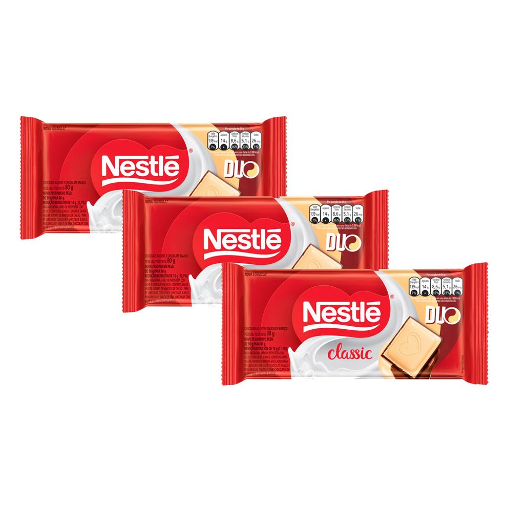 Kit 3 Chocolate Nestlé Classic Duo 80g | Shopee Brasil
