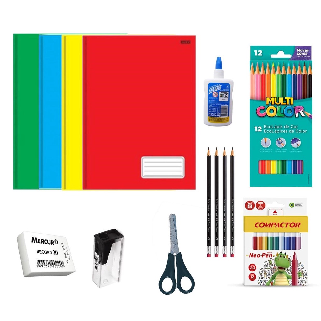 Kit Material Escolar Econômico Volta As Aulas Infantil 02 - Escorrega o ...